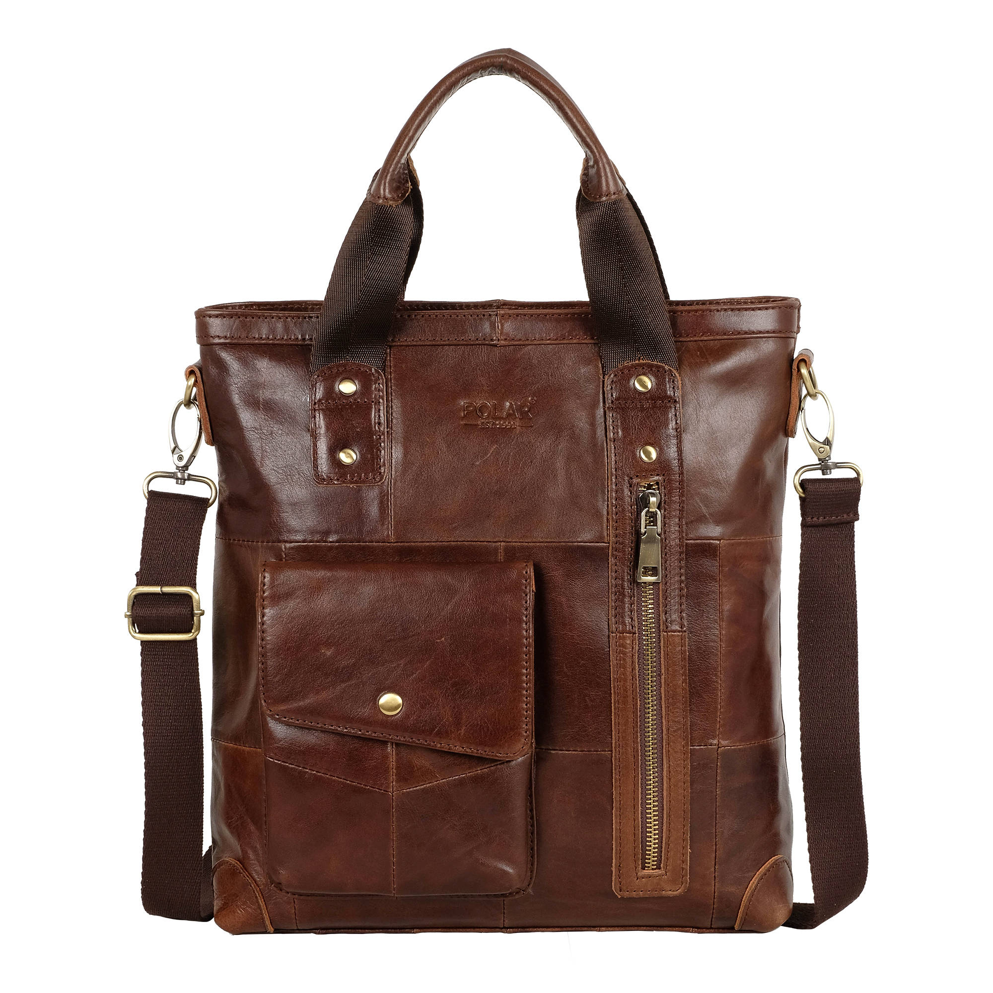 Вертикальная кожаная сумка POLAR 20107 Brown, цвет: коричневый, купить ...